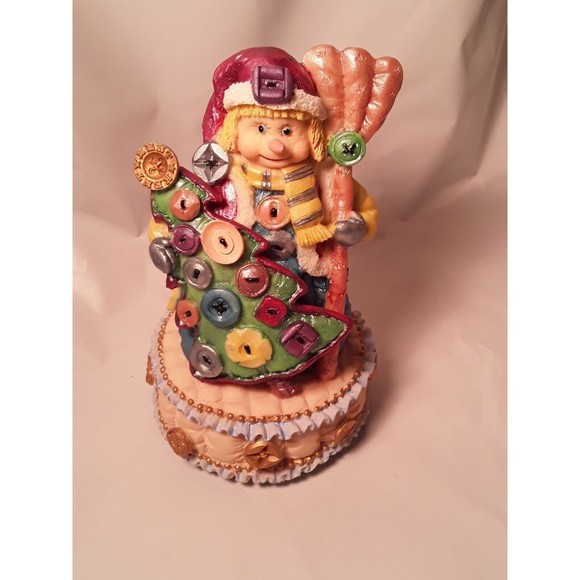 Holiday | Christmas Santa Gnome Elf Musical Porcelain Figurine Unusual ...